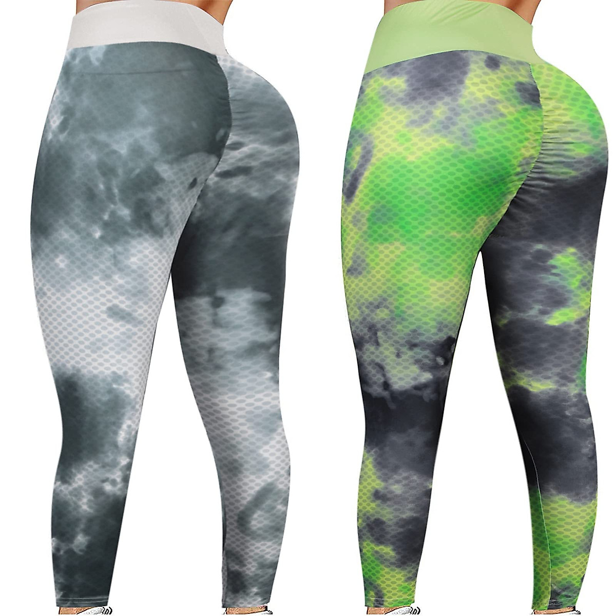 Bblulu 2 Pack High Waist Leggings for Women Anti Cellulite Textured Yoga Pants Scrunch Booty Lifting Workout Tights for Women