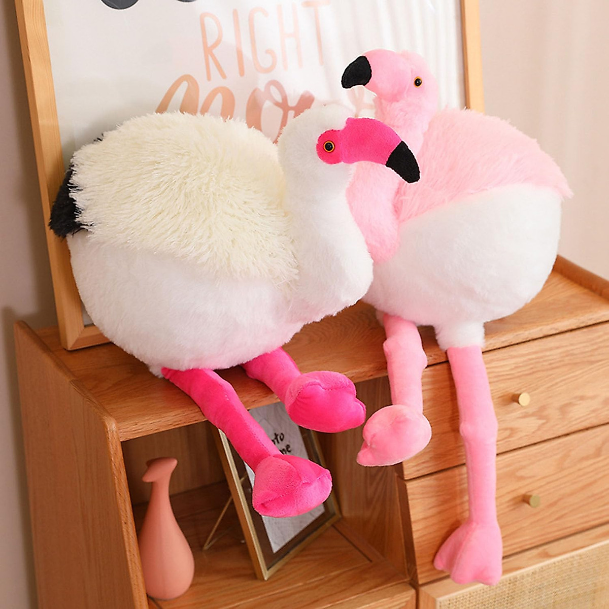 Soft Round Stuffed Flamingo Animal Plushie Fat Flamingo Plush Toys for Home Decor Cuddly Flamingo Pillow Hugging Flamingo Doll Gift for Kids or Lover (White, 19.7 Inch (from Head to feet))