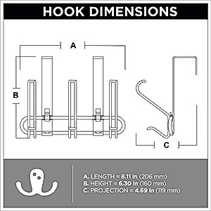 Franklin Brass 3-Hook Wire Over The Door Storage Rack,White