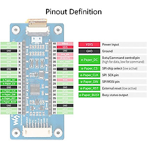 Waveshare 2.9inch E-Paper Display Module for Raspberry Pi Pico, Black White Two-Color 296×128 Pixel E-Paper Screen LCD SPI Interface Support Partial Refresh Wide Viewing Angle, Paper-Like Effect