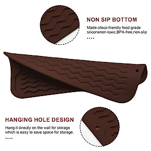 Silicone Dish Drying Mat, Non-Slip Easy Clean Sink Mat Large Heat-resistant Dish Drainer Mat for Kitchen Counter, Sink, Refrigerator or Drawer liner (12" x 6", COFFEE)