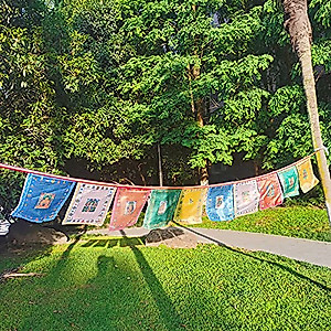 Tibetan Buddhist Prayer Flags Outdoor Meditation Flag-Traditional Pattern 40pcs Satin Wind Horse Lungta Prayer Flags,11x14 inches