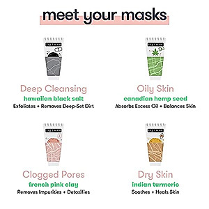 Freeman 4 Count Exotic Blends Face Mask Variety Set, Includes Clay, Peel-Off, Gel, & Cream Facial Masks, Skincare for Women, Face Mask Essentials Kit, Hydrating, Soothing, & Purifying