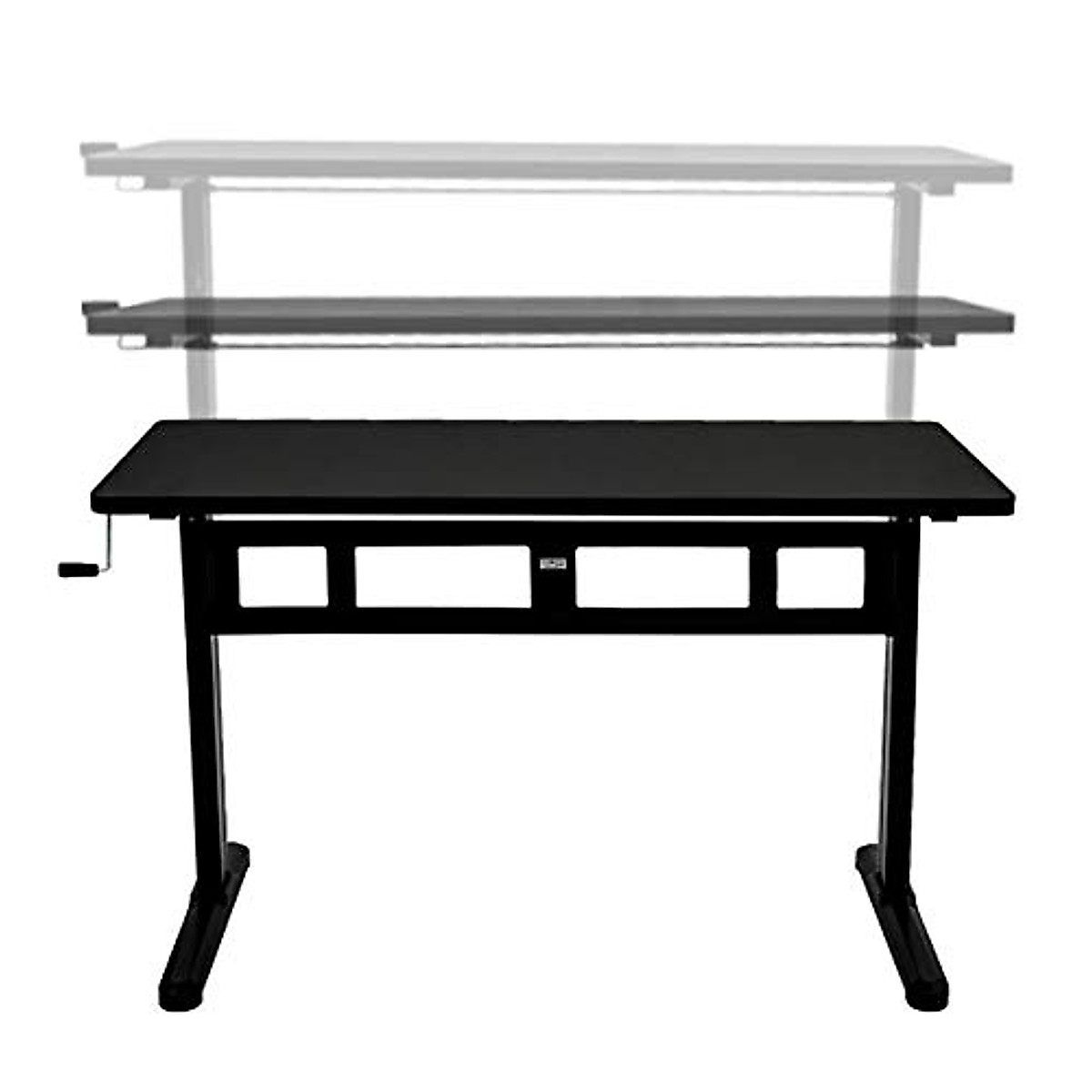 ErgoMax Adjustable Crank Desk w/Tabletop, 45 Inch Max Height, Black