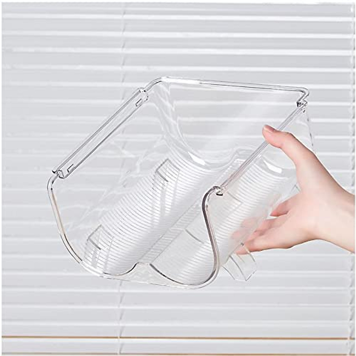 Clear Plastic Free-Standing Stackable 4 Bottle Storage Holder Rack - Water, Wine, and Drink Organizer Shelf for Kitchen Countertop, Cabinet, Pantry, Fridge