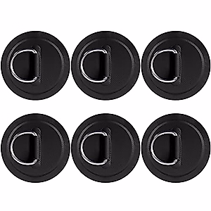TOBWOLF 6 Pack 4.33" / 11cm Stainless Steel D-Ring Patch for Inflatable Boat Kayak Dinghy SUP, Circular D-Ring PVC Patch Stand-Up Paddleboard Canoe Rafting Accessories, NO Glue Included - Black