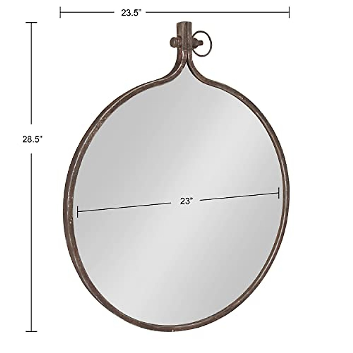 Kate and Laurel Yitro Round Industrial Rustic Metal Framed Wall Mirror, 23.5x28.5, Rustic Metal, Chic Industrial Accent Mirror for Wall