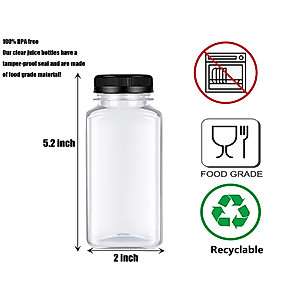 4 Pcs Plastic Juice Bottle, Reusable Drink Containers, For Juice, Milk, Smoothie And Other Drinks, With Black Lid, 8 OZ.