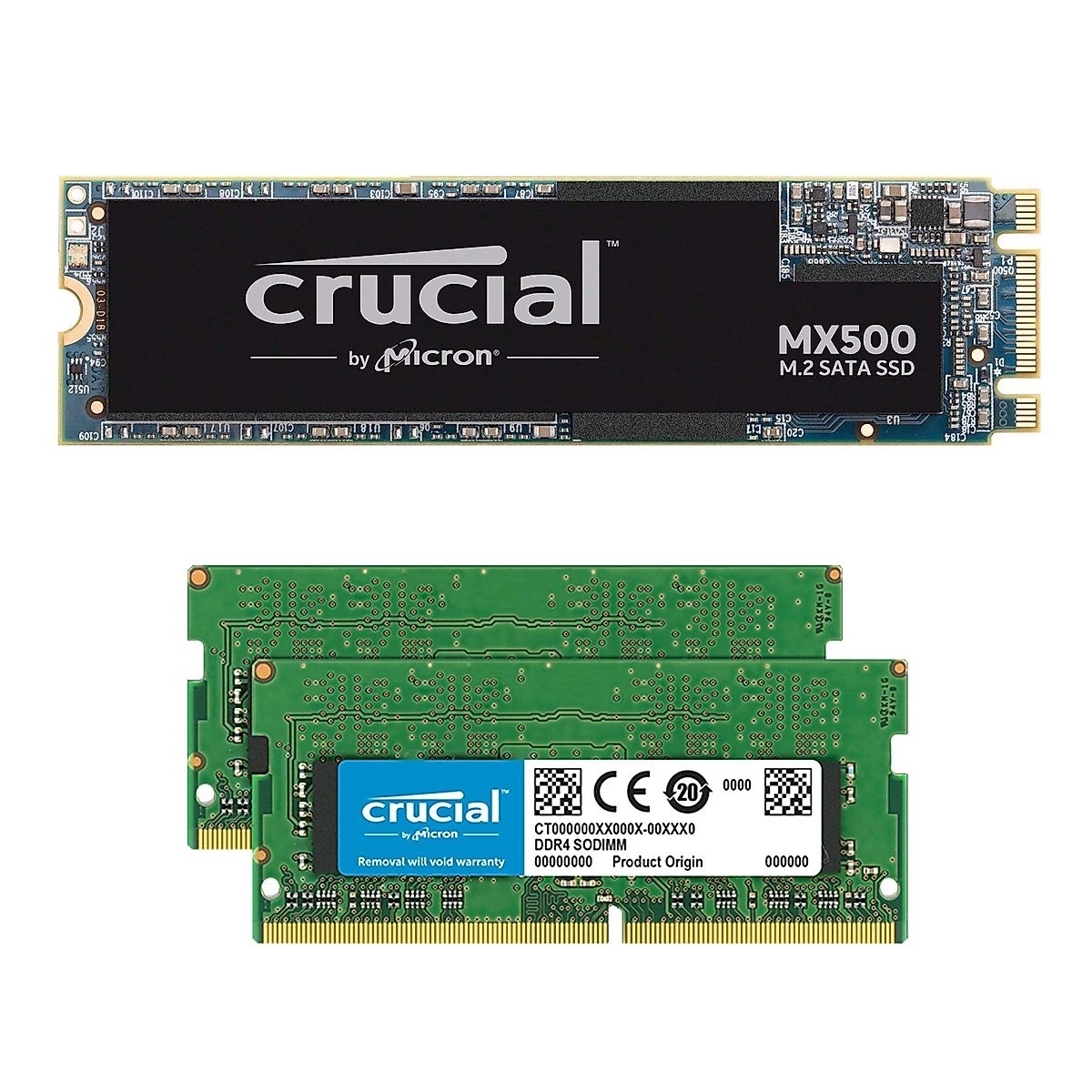 Crucial MX500 1TB M.2 SATA 6Gb SSD CT1000MX500SSD4 Bundle with 32GB (2 x 16GB) DDR4 PC4-21300 2666MHz Memory Kit CT2K16G48FD8266 Compatible with Laptops and Notebooks