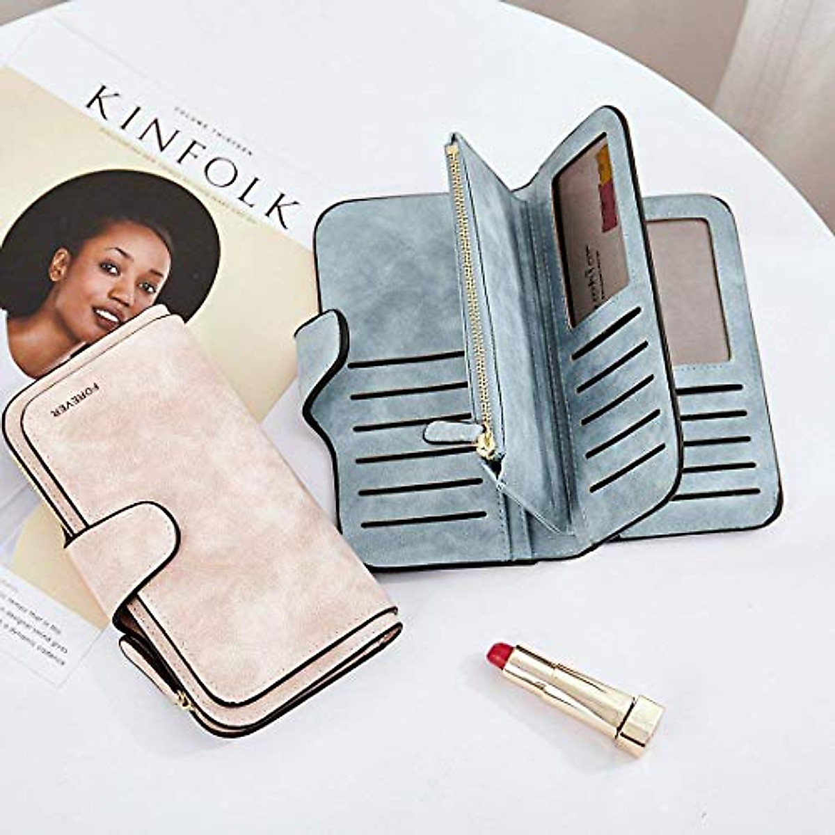 Wallets for Women Leather Clutch Phone Purse Ladies Wallet RFID Credit Card Coin Holder Bifold