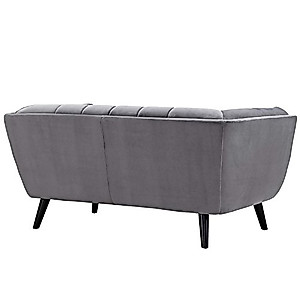 Modway Bestow Upholstered Velvet Button-Tufted Loveseat in Gray