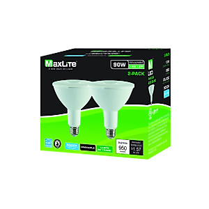 MaxLite LED PAR Lamp, 13W PAR38 Wet DIM 5000K Flood 2 Pack, White (13P38WD50FLB/2P/WS)