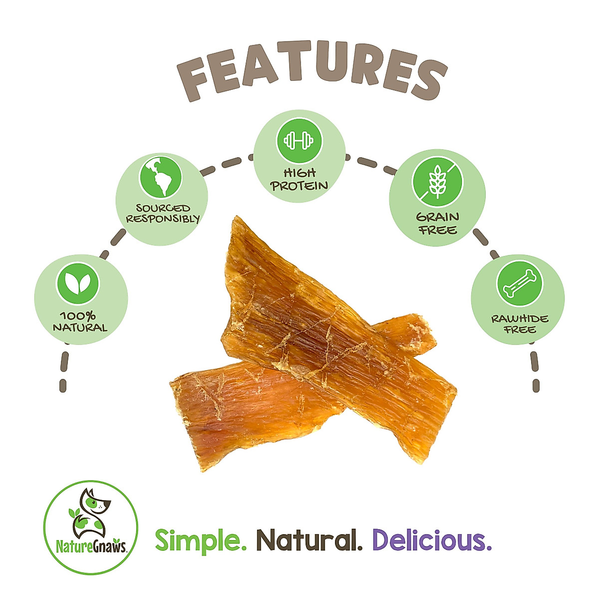 Nature Gnaws Beef Paddywack Tendons for Dogs 5-6" (10 Count) - Long Lasting for Aggressive Chewers - Natural Beef Dog Chew Bones - Rawhide Free