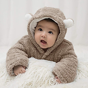 XMWEALTHY Unisex Baby Clothes Winter Coats Cute Newborn Infant Jumpsuit Snowsuit Bodysuits Baby Gifts Girl Boy Khaki M