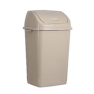 Superio Large Kitchen Trash Can 13 Gallon Beige Swing Top Trash Can with Lid, 52 Qt Garbage Waste Bin for Kitchen, Garage, Indoor, and Outdoor Trash Can