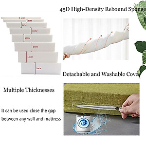 Custom Bed Gap Filler, Mattress Extender for King Twin Full Bed, Space Filler Between Bed and Wall Side with Removable Cover, Thick Wedge Headboard Gap Filler Queen (Technical Cloth)