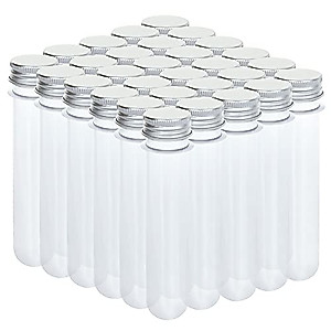 60 Pack 45 ml Plastic Test Tubes with Caps, Candy Tube Containers 140x25mm, Clear Test Tubes for Candy, Plastic Test Tube Container for Scientific Experiments, Party Favors, Bath Salts, Storage Tube