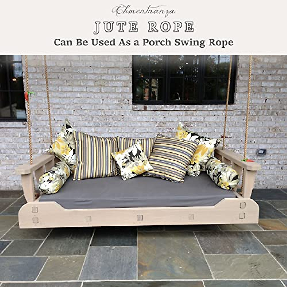 Natural Hemp Rope Jute Rope (3/4 in * 100 ft) Twisted Manila Rope for Hammocks, Swings, Boat Railings.