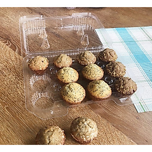 4U'LIFE (Mini Cupcake 12 Compartment Crystal Clear Dome Lid Hinged Cupcake carrier, Packaging Transporter, Cupcake Trays, Cupcake Holders-Pack of 10