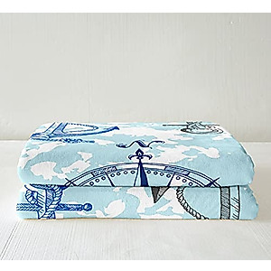 Anchor Decor Sherpa Blanket Nautical Compass Blanket for Bed Couch Travel Sofa Ocean Marine Themed Fleece Throw Blanket Kids Adults Soft and Cozy Sea Adventure Plush Fuzzy BlanketTwin 60"x80"
