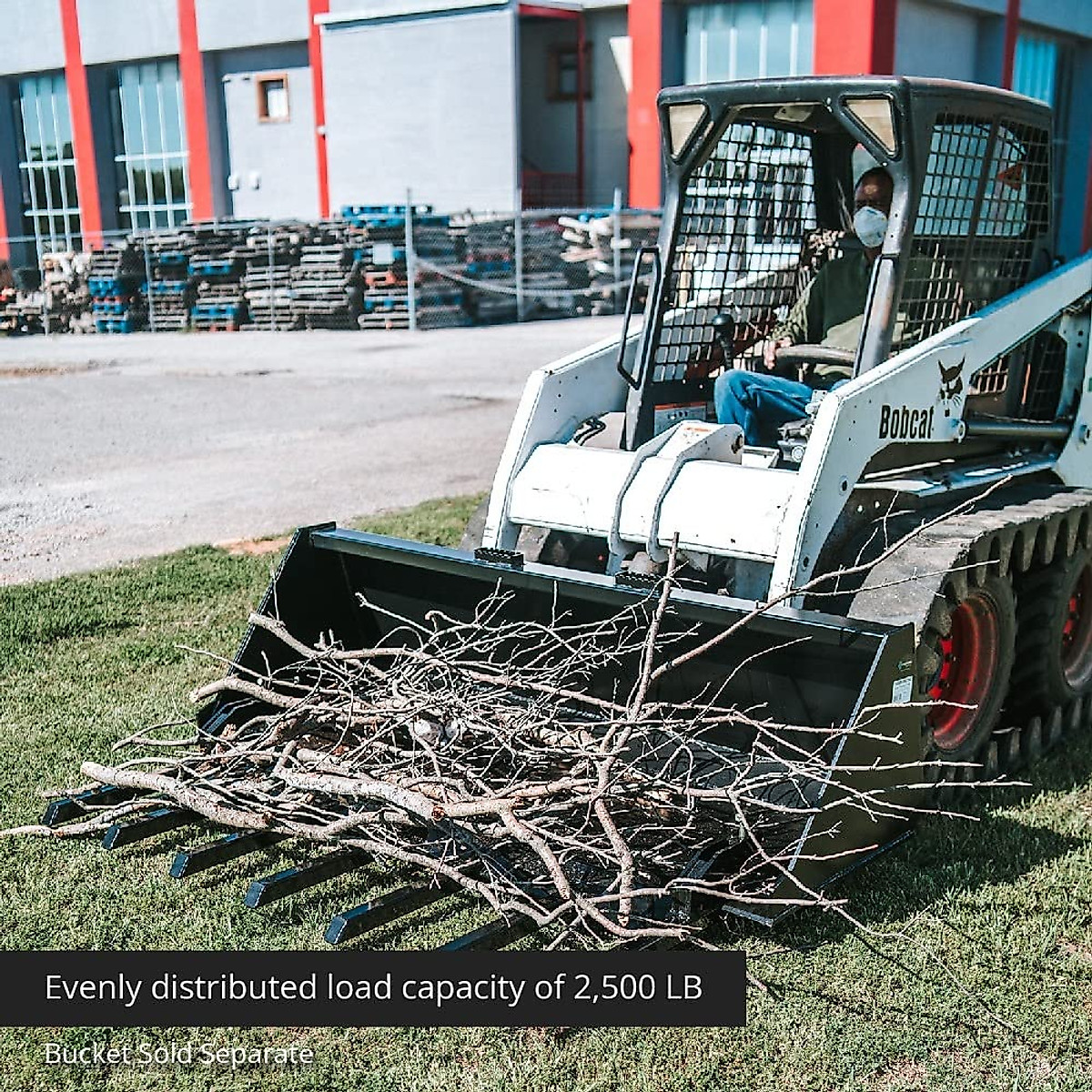 Titan Attachments 21" Fork Length Clamp-On Debris Forks V2, Fits 72" Loader Buckets, Skid Steers, Rated 5,320 LB Capacity