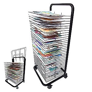 YSCMX Drying Rack, Mobile Classrooms Drying Rack with Wire Shelves for Works of Art Studios and Home Use, Black Powder Coated Finish (Size : 35-Layer)