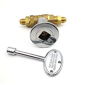 METER STAR 1/2Inch Straight Quarter Turn Shut-Off Valve Kit for NG LP Gas Fire Pits with Chrome Flange Key Valve with 3/8" Flare Adapters