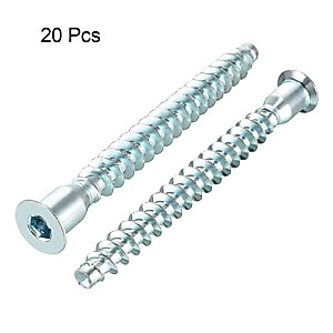 uxcell Furniture Confirmat Screw 7x69mm Hex Socket Wood Screws Zinc Plated 20pcs
