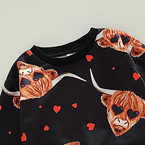 Newborn Baby Valentine's Outfits Set Infant Boy Girl Crewneck Sweatshirt Elastic Waist Pants Heart Print Fall Spring Clothes (Orange,18-24 Months)