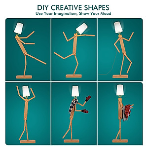 lamfurart Floor Lamp,Art Style Wood Floor Lamp , Creative Humanoid Large Floor Lamp as a Gift, Changeable Shape Floor Lamps for Living Room, Kids Room, Bedroom, Study & Office Room
