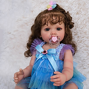 Pinky Reborn Lifelike Baby Dolls Girl 22 Inch Full Silicone Vinyl Body Reborn Baby Realistic Newborn Baby Dolls Toy for Collection & Kids Age 3+