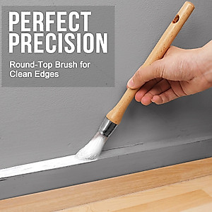 WRAPXPERT Trim Paint Brush,11" Long Handle Edge Painting Tool Kit,Round Trim Brushes for Corner,Touch UPs,Artwork,House Wall Edges 3-Pack