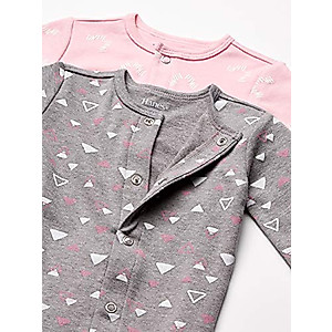 Hanes baby girls Ultimate Flexy 2 Pack Sleep and Play Suits Layette Set, Pink Shapes, 12-18 Months US