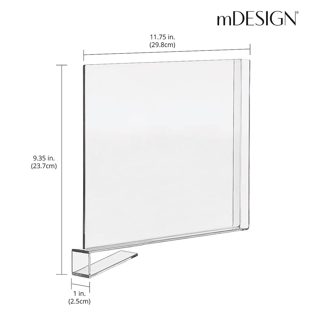 mDesign Plastic Closet Shelf Dividers; Tall Organizer Separators with Clip for Shelves in Bedroom and Closets for Jean, Sweater, Shirt, Purse, and Clothes Storage - Lumiere Collection, 4 Pack, Clear