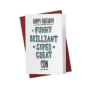 Karto Sweet and Funny Birthday Card For Son, Large 5.5 x 8.5 Greeting Card, Birthday Card For Son Adult, Birthday Card For Son In Law Compliment Son