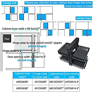 Blind Corner Cabinet Pull Out Organizer with 4-Shelf Glass Basket Corner Stainless Steel Damping Guide Rail Cabinet Storage Shelves Spice Rack for Installation on Left or Right Blind Corner Cabinet (