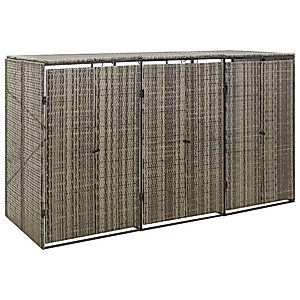 loibinfen Triple Wheelie Bin Shed, Outdoor Garbage Can Enclosure, PE Garbage Can Shed for Garden,Patio,Backyard Outdoor Trash Can Garbage Can Shed, Gray 81.5"x31.5"x46.1"
