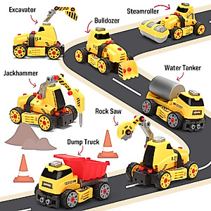 MOBIUS Toys 7 in 1 Take Apart Truck Construction Set - STEM Learning Kids Builder PlaySet w/Electric Drill, DIY Engineering Building w/Lights, Sounds, Push & Go, Boys & Girls, Ages 4-7 Years Old