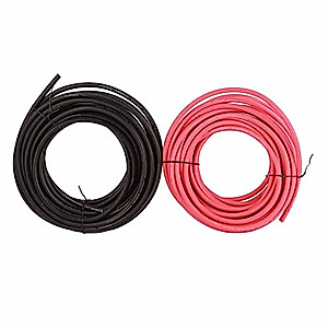 Solar Wire, 2 Pcs Double Insulation Solar Extension Cable Large Current Carrying for Power Station System (10mm² 20m)