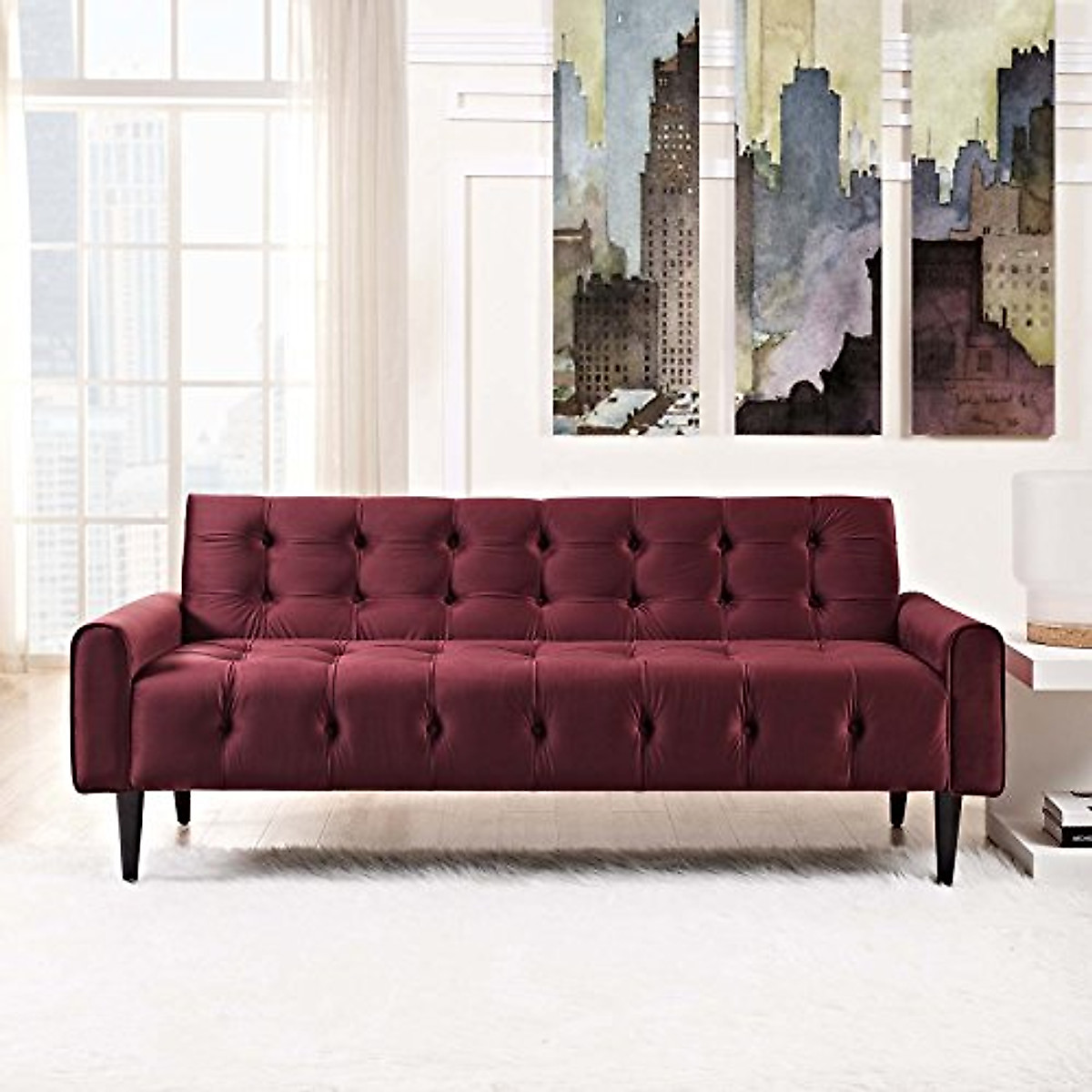 Modway EEI-2456-MAR Delve Velvet Maroon, Sofa, Maroon Fabric