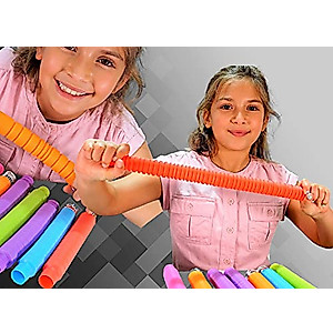 JA-RU Pop & Play Pull Pop Tubes (3 Tubes in 1 Pack) Plastic Bendy Pipes Fidget Toy for Kids & Adults. Educational STEM Sensory Toys Building & Construction Activity. Flexible Tube Stress Toys 4778-1A
