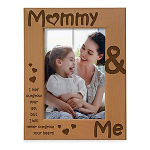 KATE POSH - Mommy & Me Engraved Natural Wood Picture Frame, I Love Mommy Photo Frame, New Baby Gifts, Nursery Picture Frame, New Mom Gifts (5x7-Vertical)