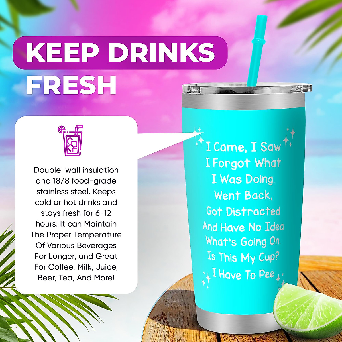 Birthday Gifts for Women/Men-I Came I Saw I Forgot Tumbler 20oz-Funny Coffee Mug,Senior Citizen Gift, Retirement Gifts,60th 70th 80th Birthday Presents for Men Women,Insulated Mug-C