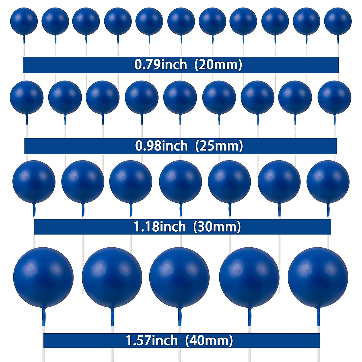 Gyufise 30Pcs Ball Cake Toppers Balls Cupcake Toppers Foam Ball Shaped Cake Picks DIY Balloons Cake Insert Topper for Wedding Enagement Baby Shower Birthday Party Cake Decorations Supplies Royal Blue