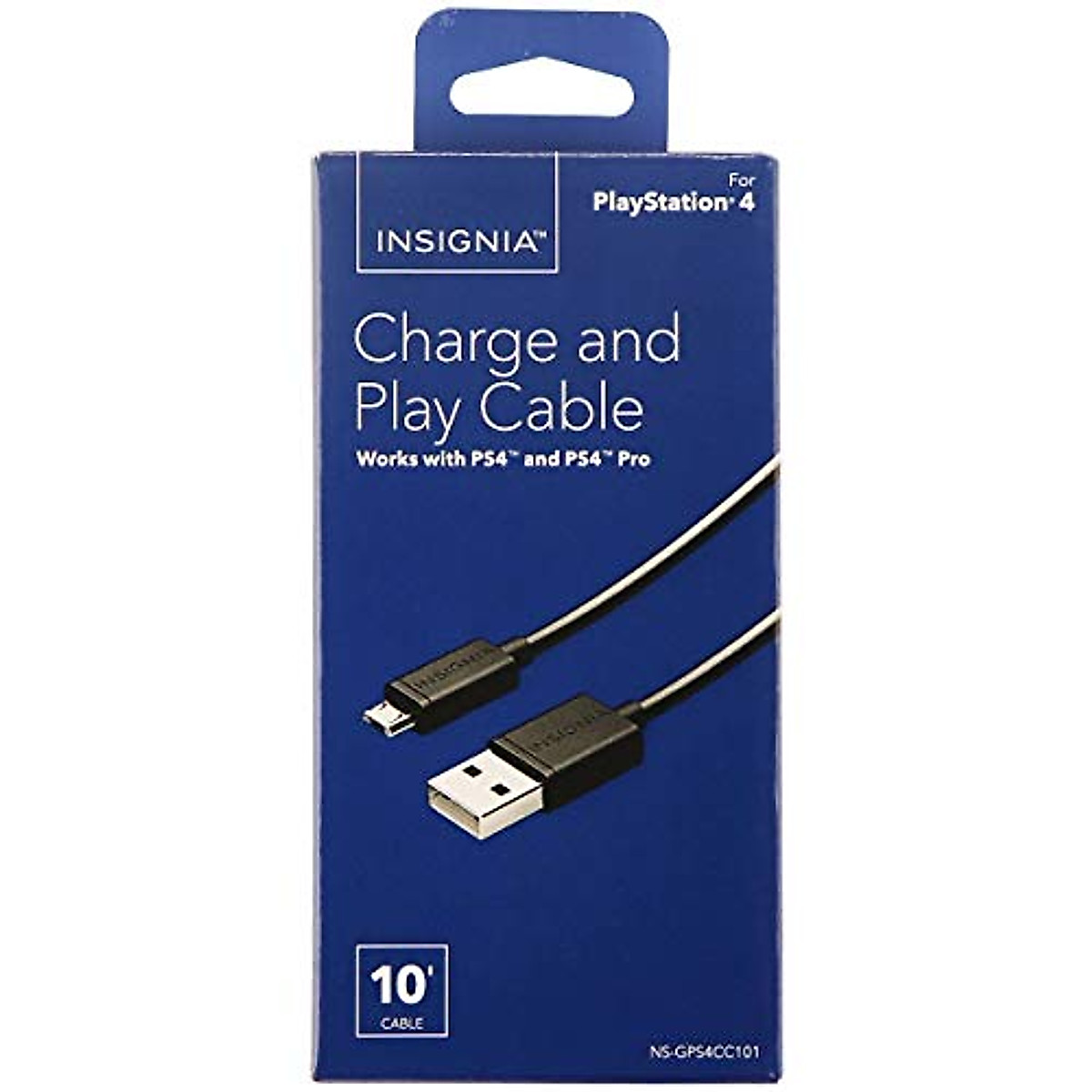 Insignia - 10 Charge-and-Play Micro USB Cable for DUALSHOCK 4 Controllers