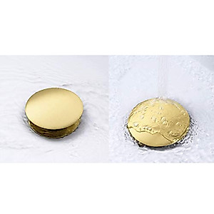 ESFORT Pop Up Sink Drain without Overflow, Bathroom Sink Pop Up Assembly Vessel Sink drain, Brushed Gold