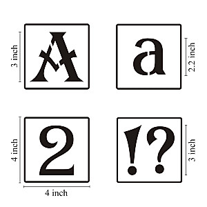 3 Inch Alphabet Letter Stencils for Painting - 70 Pack Letter and Number Stencil Templates with Signs for Painting on Wood, Reusable Alphabet and Numbers Stencils for Chalkboard Wood Signs & Wall Art