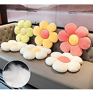 WYIKE Flower-Shaped Cute Pillow, Flower Cushion, Reading Pillow and Leisure and Comfortable Pillow, Car Cushion (Beige/Yellow, 40cm*40cm)