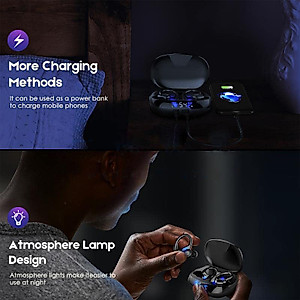 Lunjee TWS Bluetooth Earphones with Microphones Sport Ear Hook LED Display Wireless Headphones HiFi Stereo Earbuds Waterproof Headsets