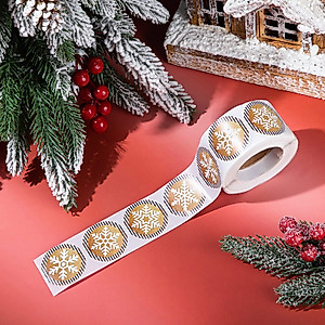 500 Pieces 1.5 Inch Snowflake Christmas Stickers Winter Holiday Stickers Xmas Stickers Black and Gold Snowflake Stickers Christmas Envelope Seals Decals for Christmas Party Favors Supplies Decoration